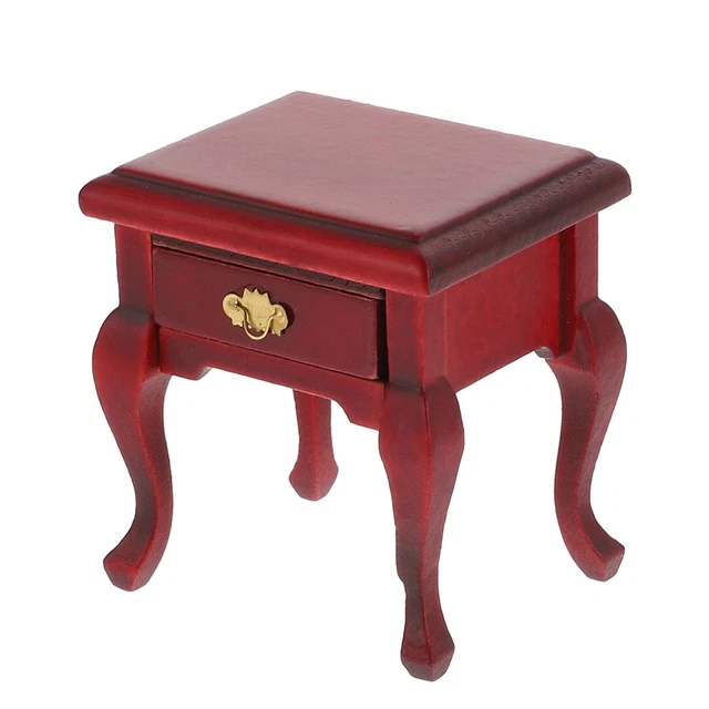MINIATURE WOOD BEDSIDE Table Mini Night Table Adornment Mini House ...