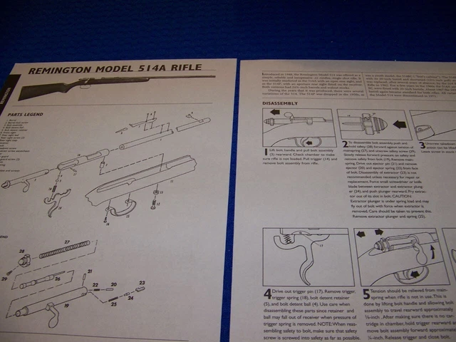 REMINGTON MODEL 514A Rifle (.22)..Legend/Exploded View/Disassembly ...