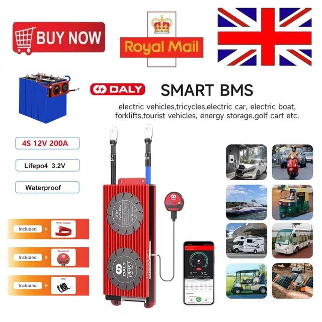 UK DALY SMART BMS 4S 12V 200A LiFePO4 Common Port with Balance +Bluetooth Module £125.90 ...