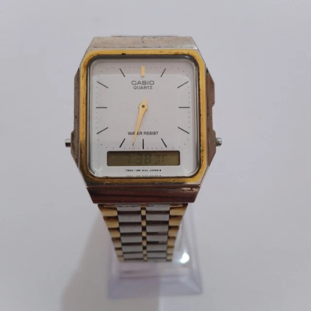 CASIO 308 ALARM Digital Analog Chrono Quartz 223 Japan Lithium Gold ...