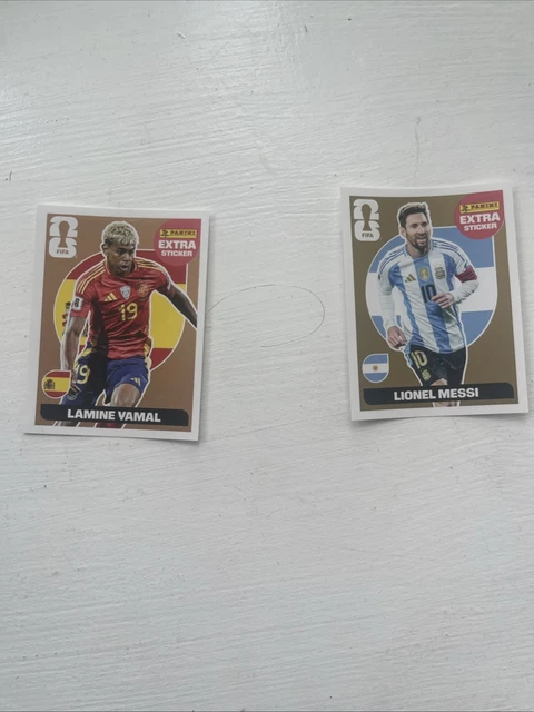 PANINI WORLD CUP Lamine Yamal Bronze And Lionel Messi Gold Sticker ...