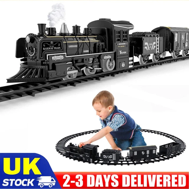 ELECTRIC LARGE CLASSIC Train Track Carriages Set w Sounds & Lights Kids ...