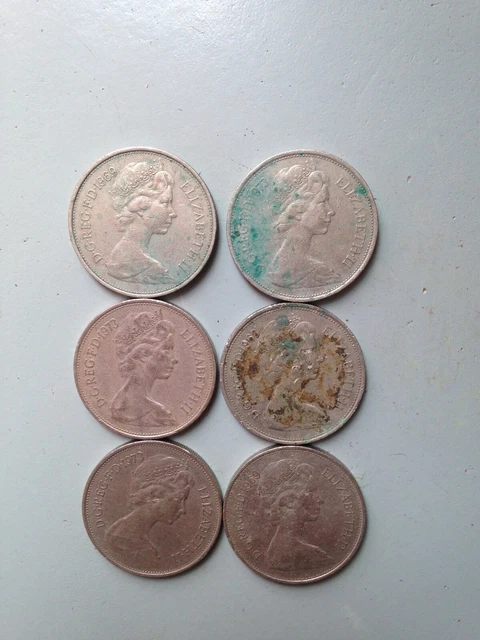 10P COIN X 6 Old Large Coins 1968 1969 1973 Queen Elizabeth Ii £1.00 ...