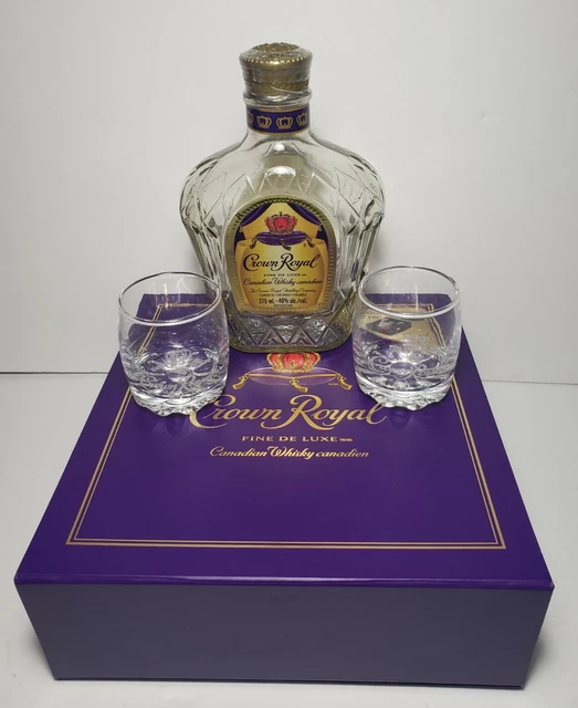 CROWN ROYAL CANADIAN Whisky Gift Box Set-2 Shot Glasses Plus Bottle $35 ...