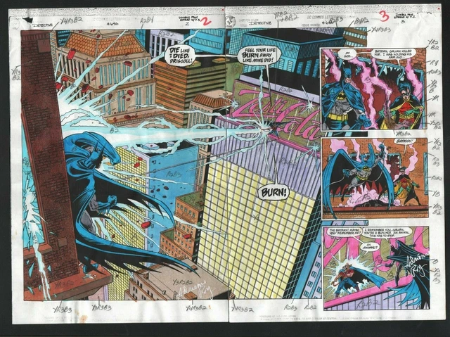DETECTIVE #646 BATMAN Splash Pg 2/3 Original Comic Production Art ...