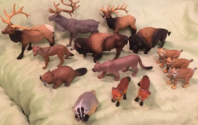 PAPO & SAFARI LTD animals toys figurine NICE Buffalo elk badger cougar ...