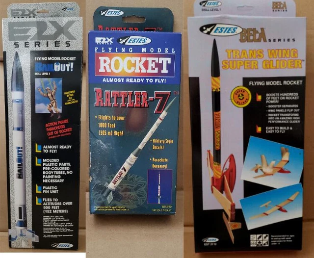NEW FLYING MODEL Rocket Kits - 3-pack Estes BailOut. Rattler-7 & Super ...