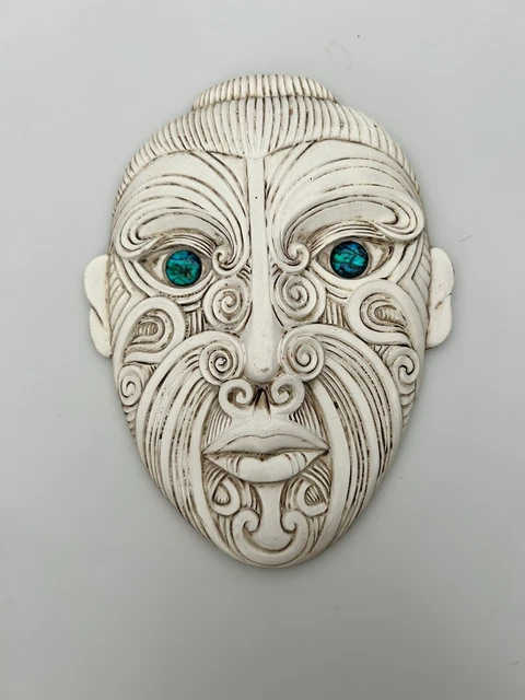 NEW ZEALAND MĀORI Wheku Tiki Hanging Wall Mask Art Paua Eyes $27.00 ...