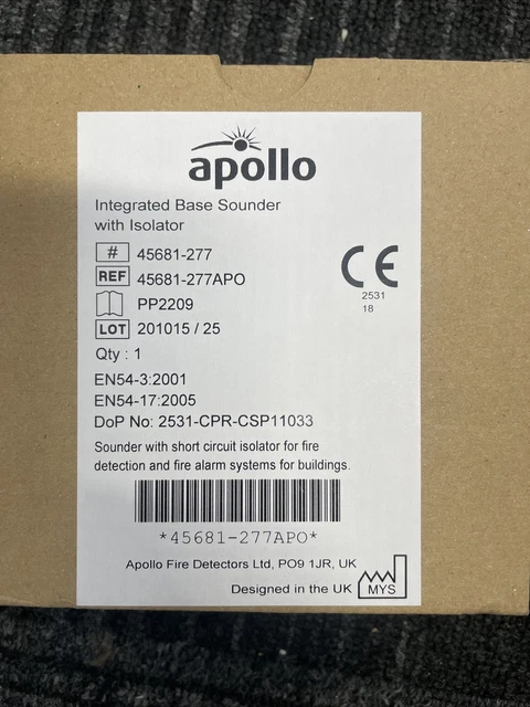 APOLLO XP95 INTEGRATED Base Sounder with Isolator Brand New 45681-277 ...