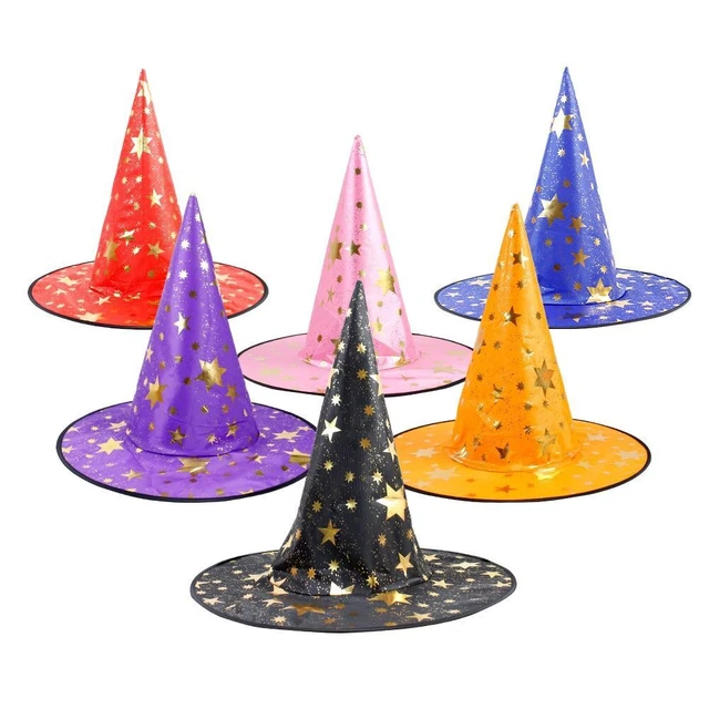 CAP POINTED CAP Halloween Hat Bronzing Wizard Cap Magician Hat Witch ...