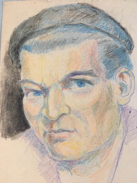 VERY NICE DRAWING Pencil Portrait Man Colours Tan Fauvism 1940 to ...