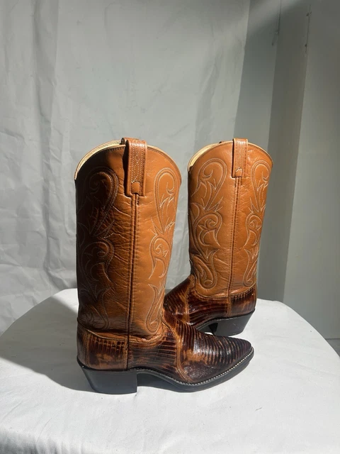 DAN POST MEN’S 8866 Lizard Western Cowboy Boots Tan Leather Size 8 1/2 ...