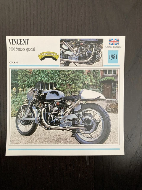 CARTE FICHE MOTO collection ATLAS VINCENT 1000 SURTEES SPECIAL EUR 2,50 ...