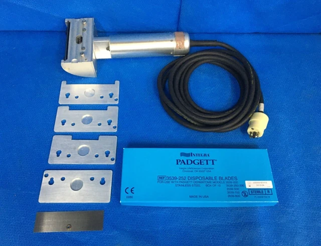 DERMATOMA PADGETT MODELO B con 6 cuchillas nuevas, 1 cuchilla abierta y ...