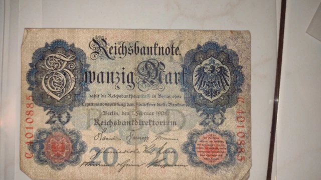 GELDSCHEINE - ALTE gebrauchte Scheine- Reichsbanknoten usw. - ; 20 mark ...