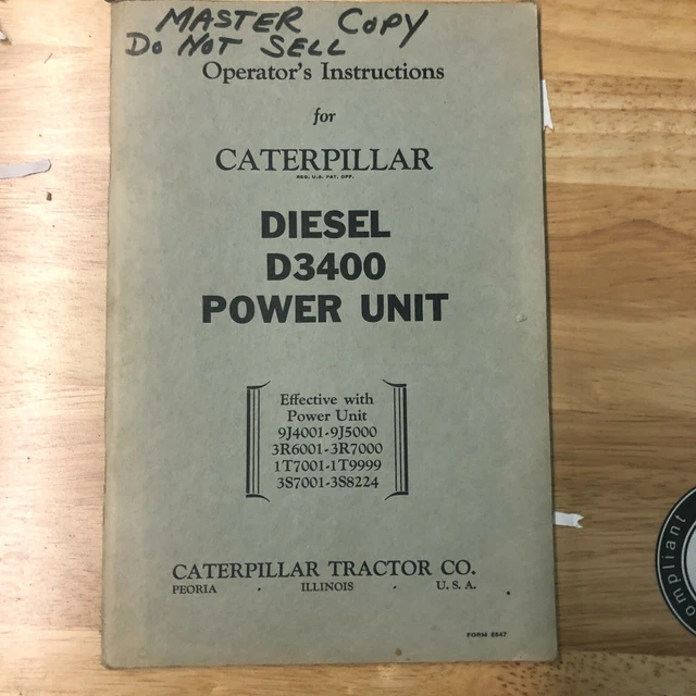 CATERPILLAR CAT ENGINE D3400 3400 Operation Maintenance £35.02 ...