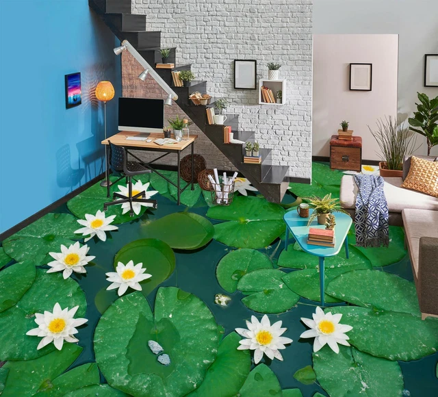 3D WHITE LOTUS PKE1159 Floor WallPaper Murals Wallpaper Mural Print Bea ...