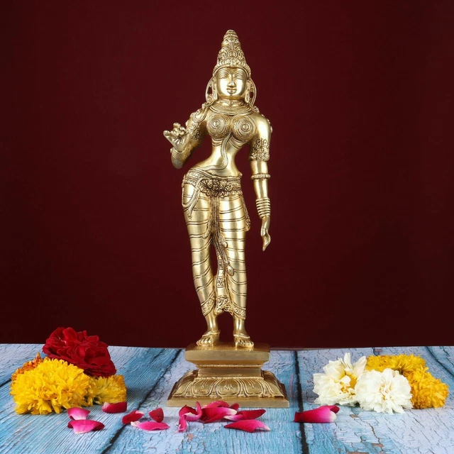 BRASS GODDESS PARVATI Statue Maa Gauri Idol Maa Adishakti Figurine Ma ...