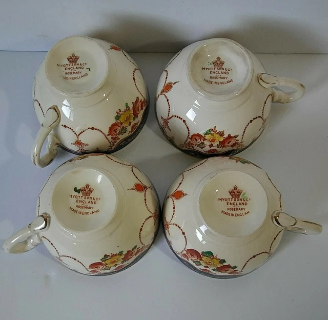 MYOTT SON & CO Made in England Set of 4 Tea Cups Rosemary Floral ...