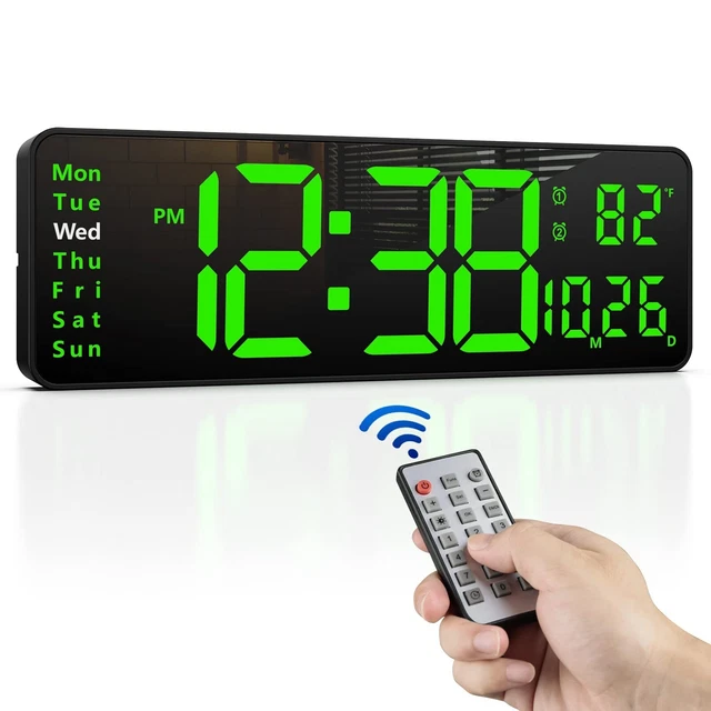 ZGRMBO 16& LARGE Digital Wall Clock with Remote, Large Display Digital ...