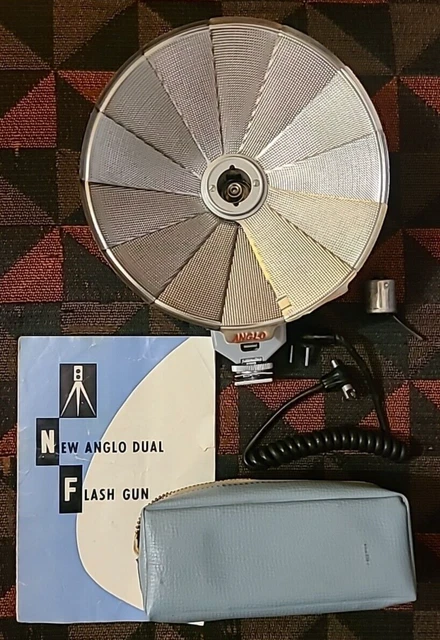 VINTAGE ANGLO DUAL Flash Gun With Cord, Case & Instructions $27.76 ...