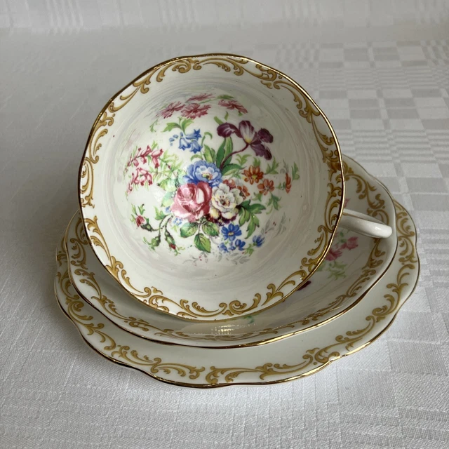 VINTAGE TRIO NOSEGAY by Royal Albert 1930s Bone China #839142 Teacup Saucer Side £24.95 ...