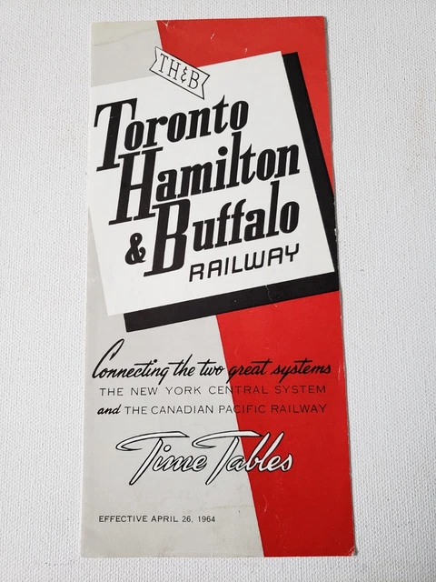 VINTAGE TORONTO HAMILTON & BUFFALO RAILWAY Timetable Map 1964 Train ...