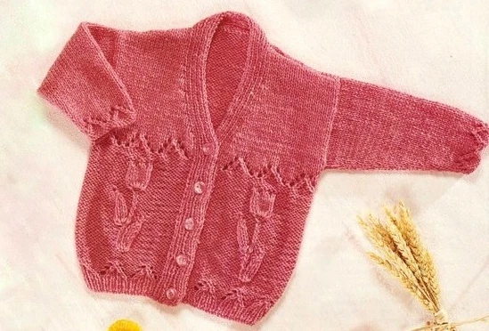 TULIP & EYELET Border Baby Cardigan DK Knitting Pattern 0-3 Years 16 ...
