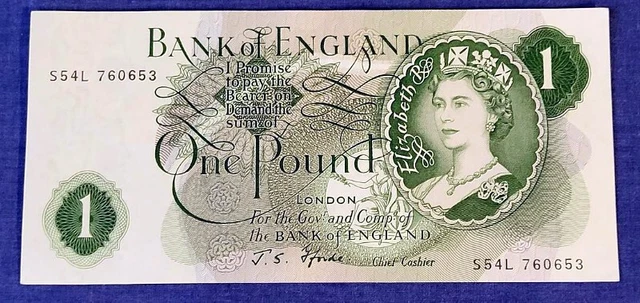 BANK OF ENGLAND One Pound Note Queen Elizabeth II J.S. Fforde 1966-70 ...