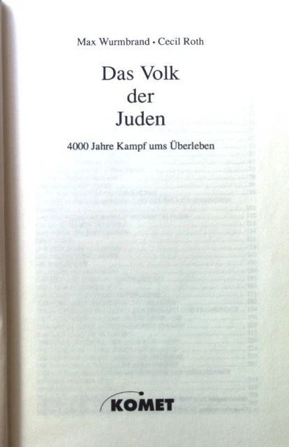 DAS VOLK DER Juden : 4000 Jahre Kampf ums Überleben. Wurmbrand, Max und ...