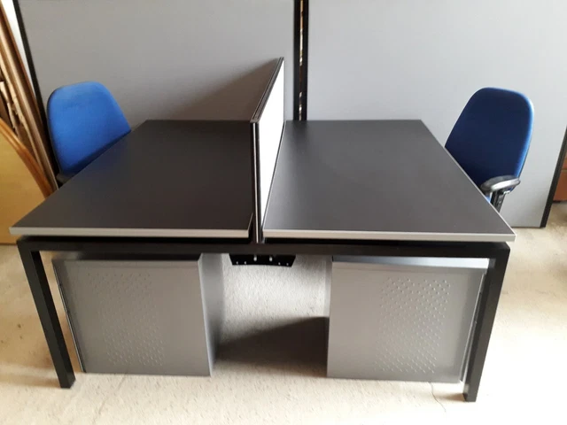 2 PERSON OFFICE Desk / Table Back To Back With Divider And Matching ...