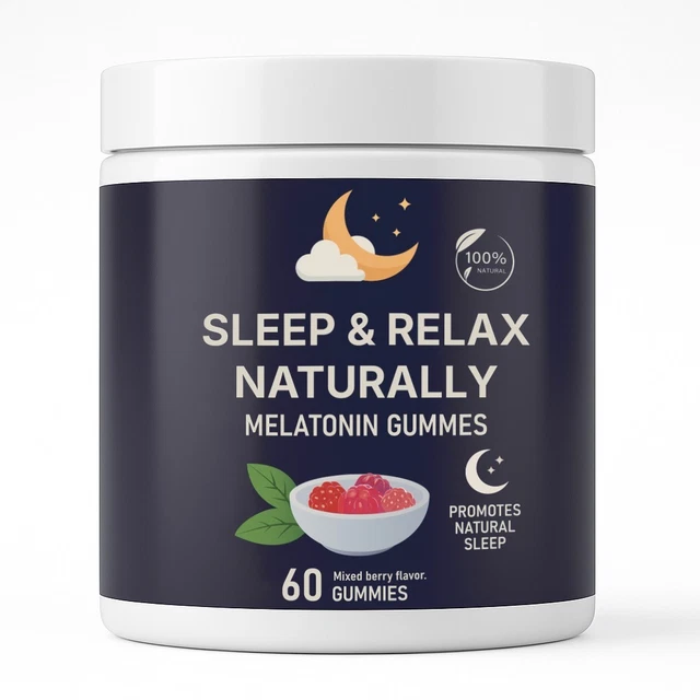 SLEEP AID GUMMIES Natural Relaxation Supplement Insomnia 60 Mixed Berry ...