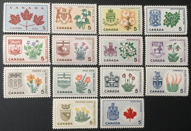 CANADA STAMP SERIES - 1964 - 1966 Floral Emblems & Coat of Arms $2.45 ...