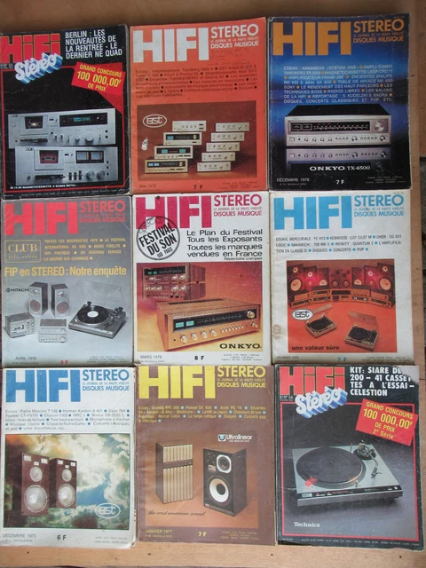 LOT DE 16 revue HIFI STEREO magazines 1975 à 1980 tests platine vinyle ...