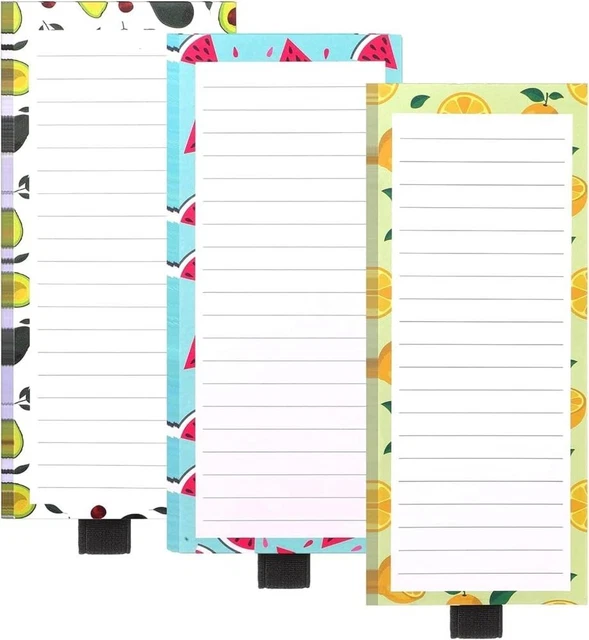 3 PACK MAGNETIC Notepads for Refrigerator,Grocery List Magnet Pad with ...
