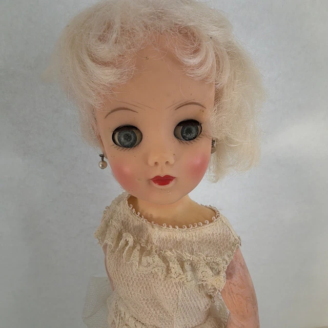 1950S ERA HIGH Heel Doll 17” Tall Blonde Blue Eyes, w Earrings, As Is ...