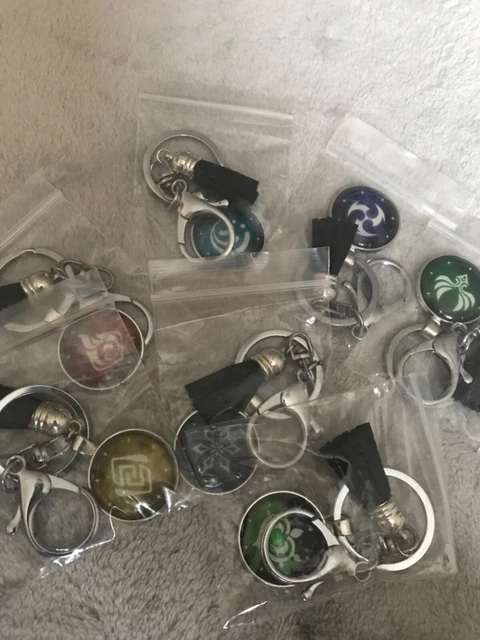 SET OF SEVEN Genshin Impact Inazuma Vision Keychain Geo Electro £8.00 ...