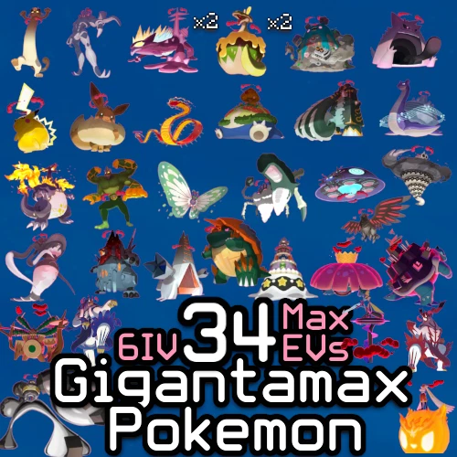 34 GIGANTAMAX POKEMON GMAX Bundle Dynamax 6IV Max EVs Sword & Shield ...