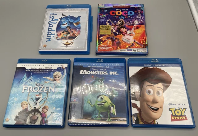 DISNEY PIXAR BLU-RAY 5 Movie Lot Aladdin Coco Monsters, Inc. Toy Story ...