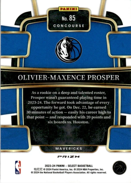 2023-24 PANINI SELECT Verde/Bianco/Viola Prizm #85 Olivier-Maxence Prosper RC EUR 3,43 - PicClick IT
