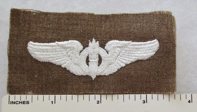 ORIGINAL WW2 VINTAGE US ARMY AIR FORCE OBSERVER WINGS PATCH sur laine ...