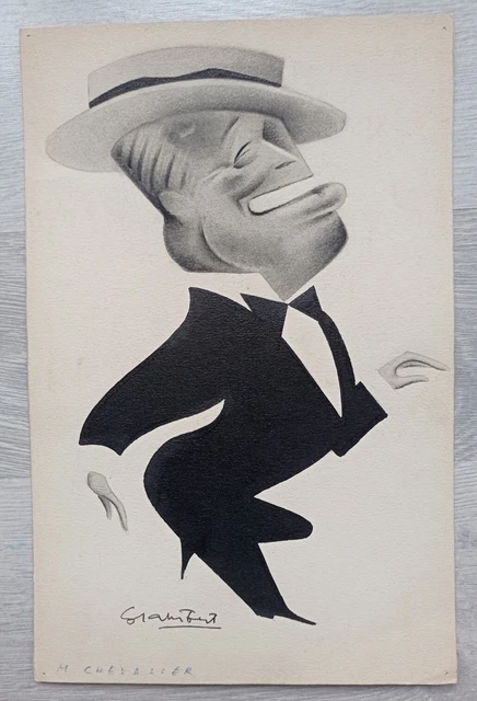 BERNARD GRAMBERT - Dessin original encre caricature, Maurice Chevalier ...