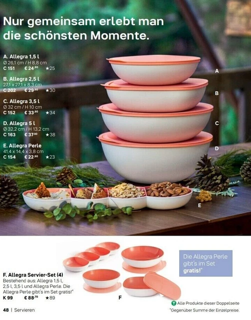 TUPPERWARE ALLEGRA SET Lachs- Komplett Set ( 6 ) + OVP NEU EUR 94,99 ...