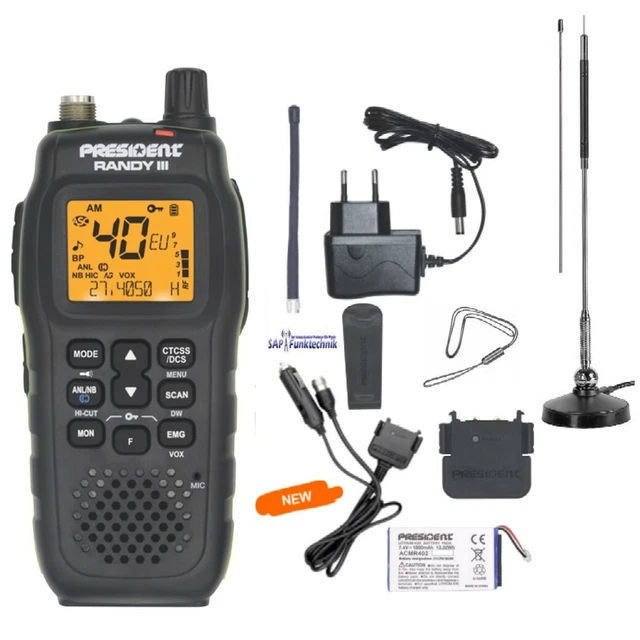 PRESIDENT RANDY III SET AM/FM CB-Handfunkgerät mit CTCSS/DCS EUR 250,90 ...