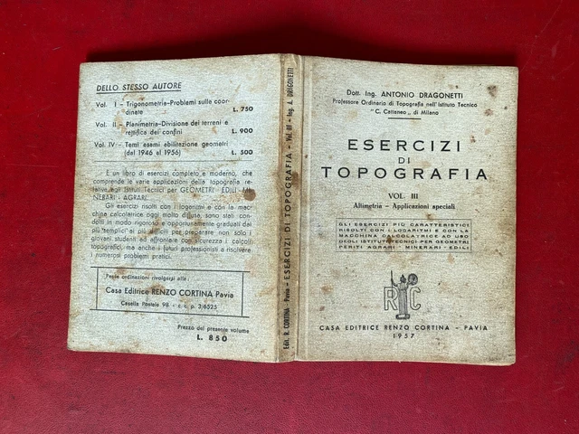 ANTONIO DRAGONETTI - ESERCIZI DI TOPOGRAFIA Vol.3 Altimetria Ed ...