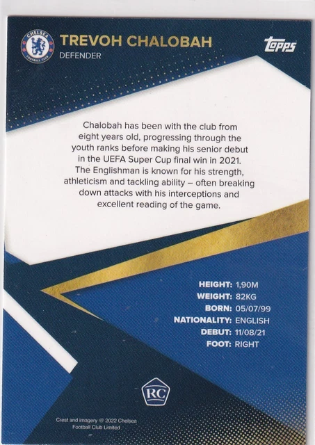 TOPPS CHELSEA FC Team Set 2022 Football Card Trevoh Chalobah Rookie ...