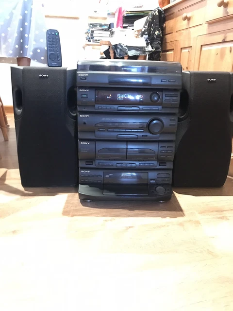 SONY COMPACT HI-FI Stereo System With Record Player Speakers 5 CD ...