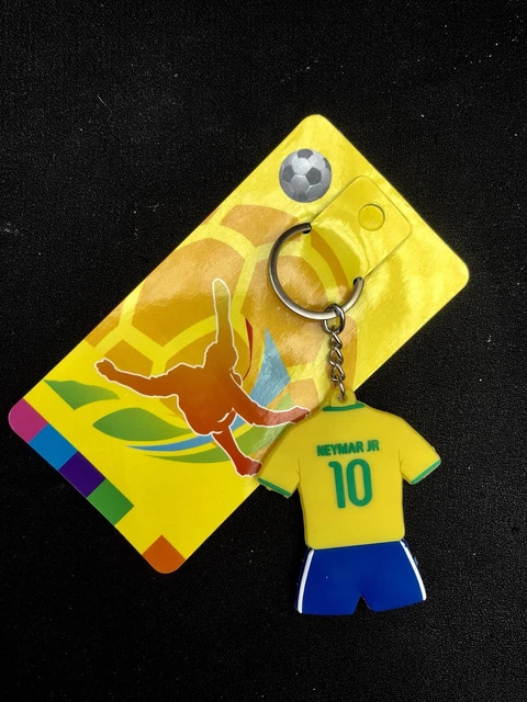 NEYMAR JR KEYCHAIN/ BRASIL Soccer Jersey Style PVC Keyring With Player ...