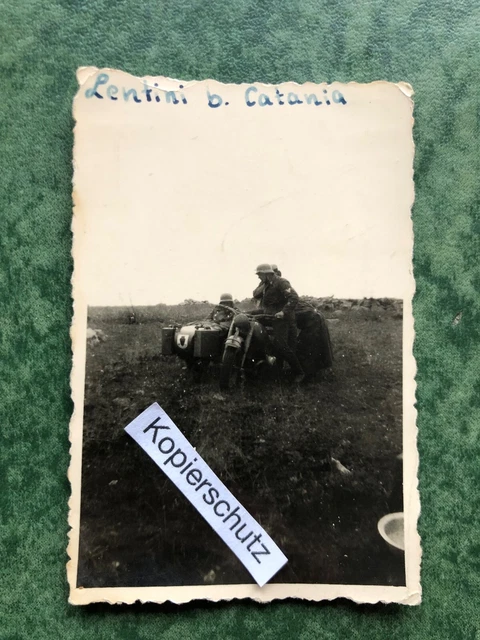 VECCHIA FOTO-SOLDATO-MOTO-SIDECAR-IDENTIFICATIVO-LETINI B.CATANIA-WW2 ...