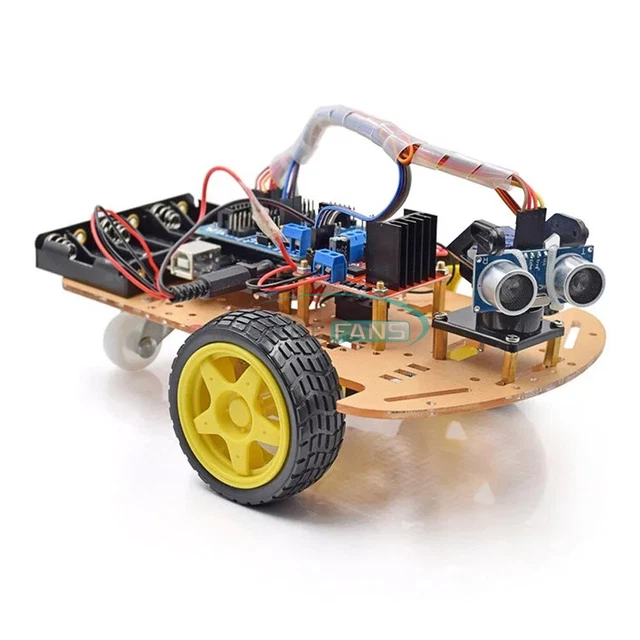 ULTRASONIC OBSTACLE AVOIDANCE 2WD smart car kit For arduino learning ...